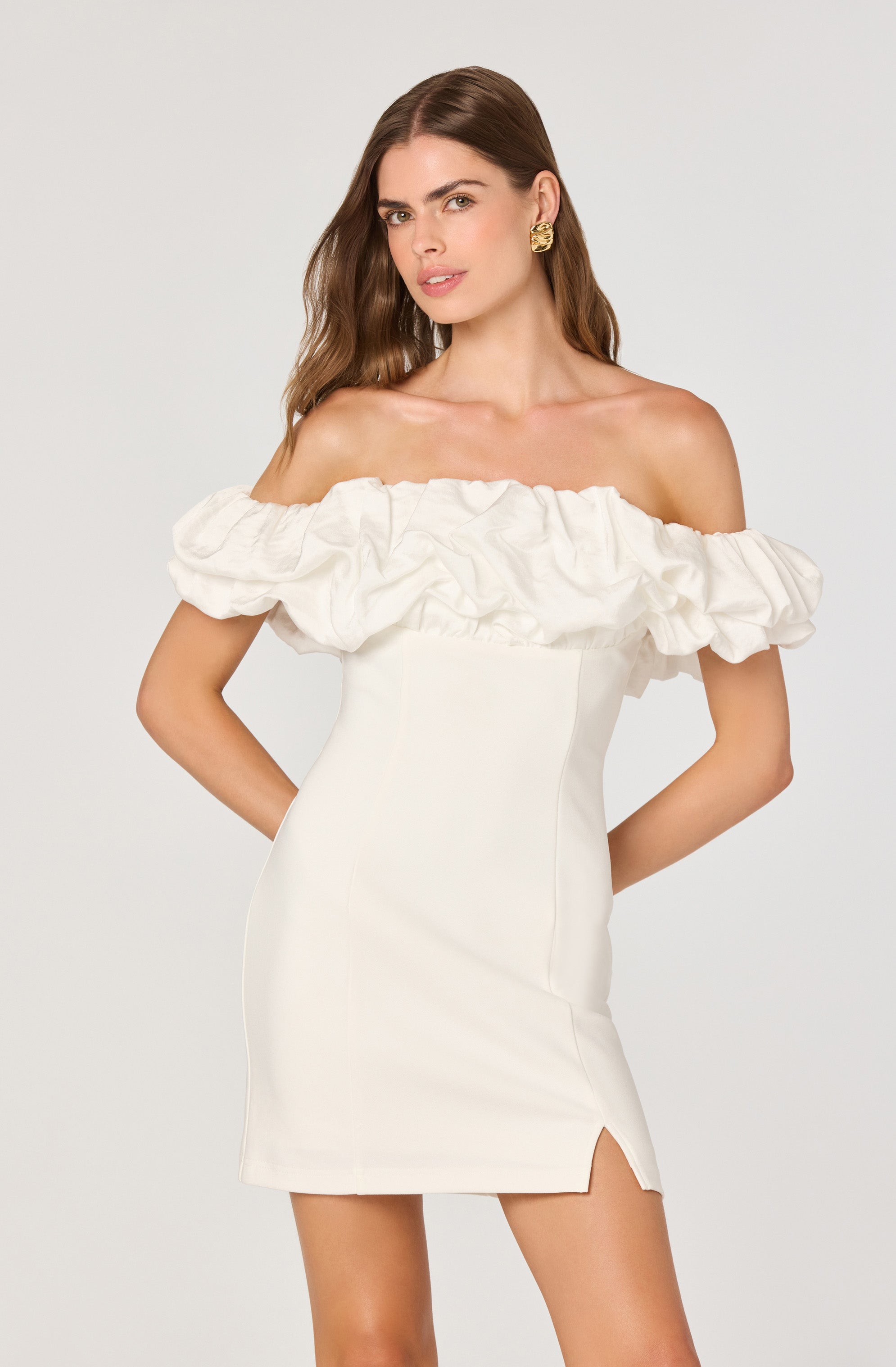 Ruffle Strapless Off Shoulder Dress– ASTR the Label