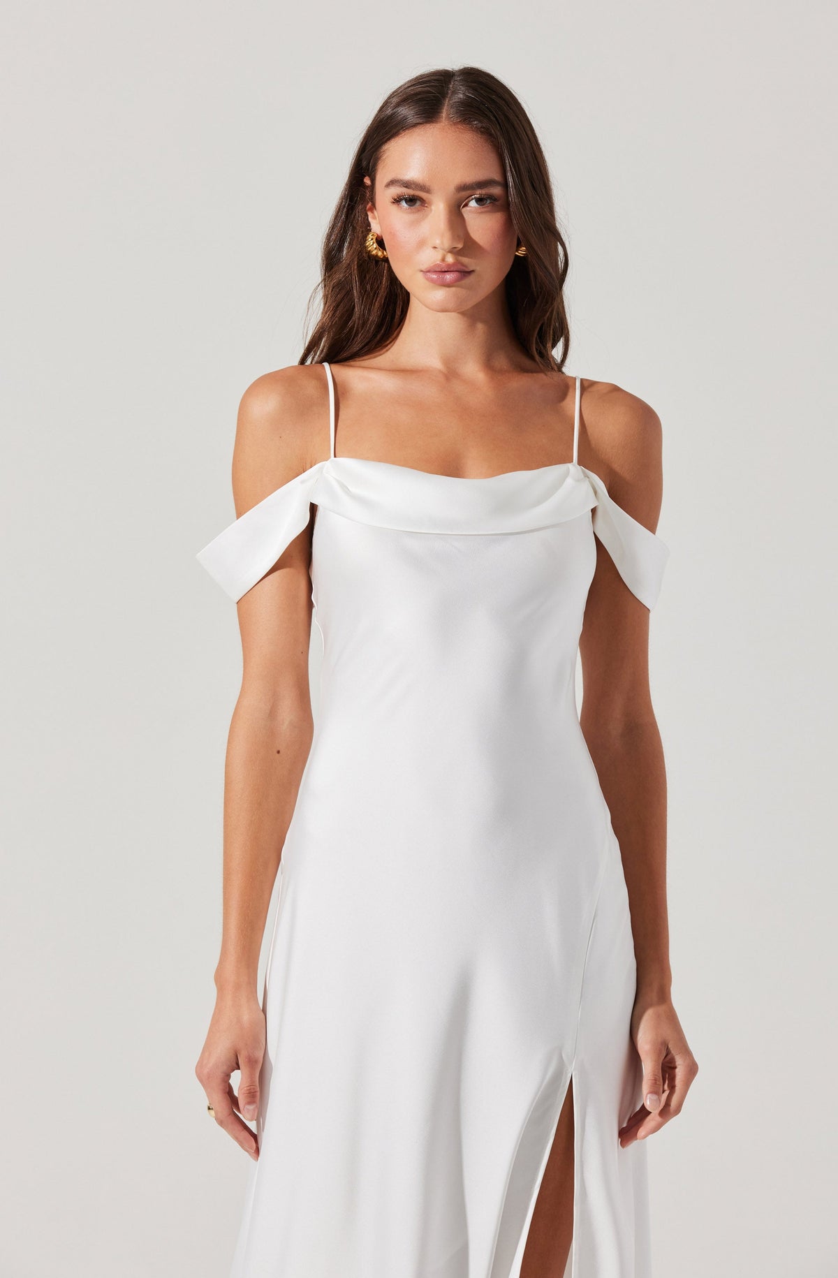 Cold shoulder white dress store