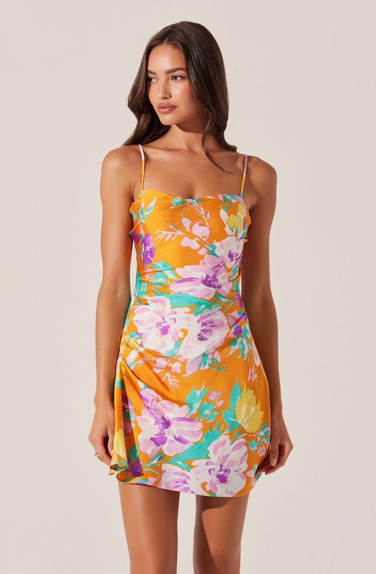 Cerinthe Satin Floral Mini Dress - ASTR the Label