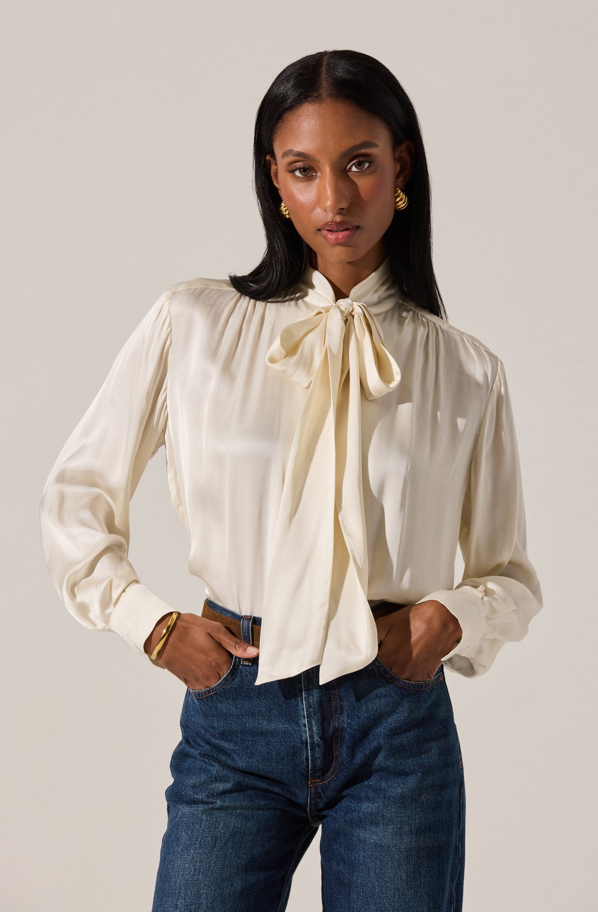 Marbry High Neck Tie Detail Top - ASTR the Label