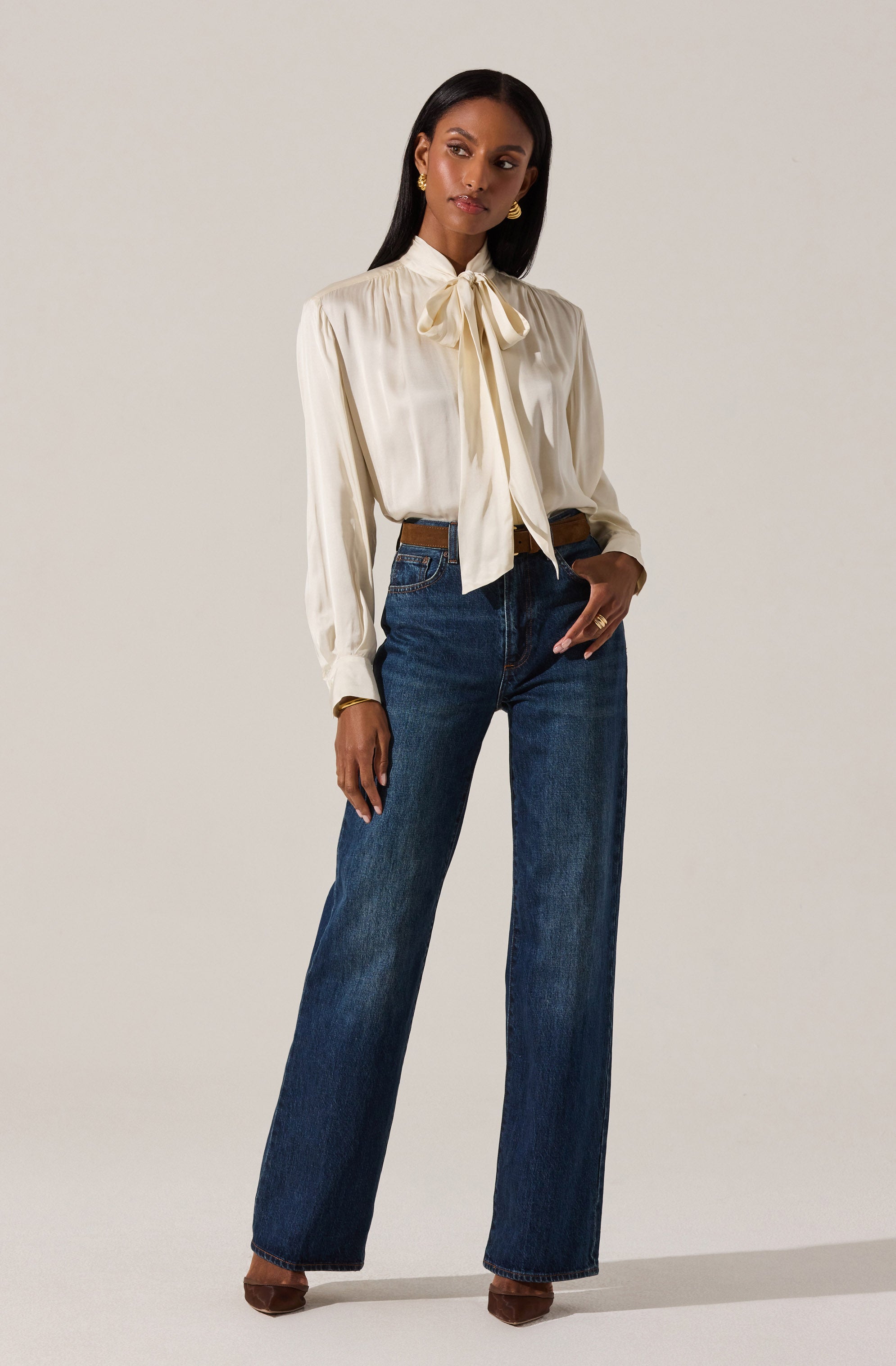 Marbry High Neck Tie Detail Top - ASTR the Label